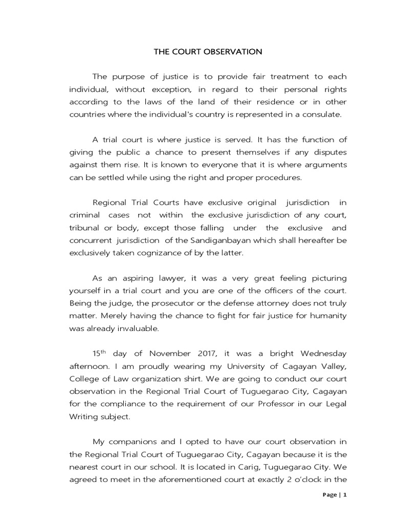 Court Observation | PDF | Courtroom | Witness