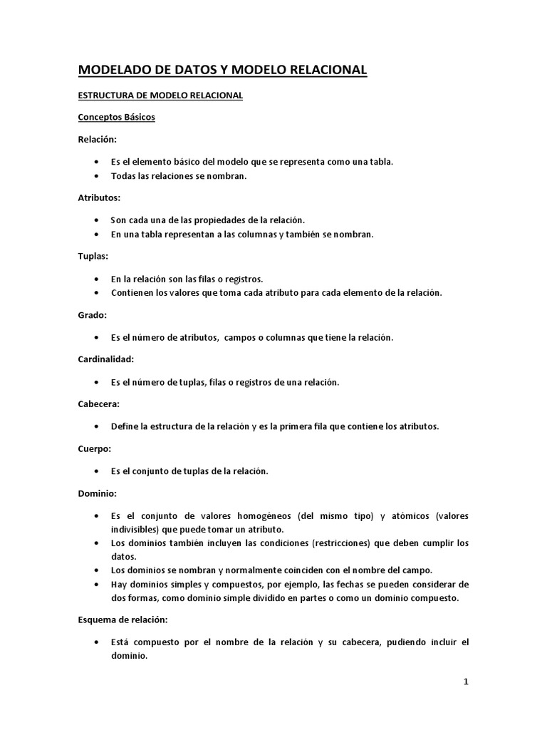 3.1 Modelo Relacional y Modelado de Datos | PDF | Base de datos ...
