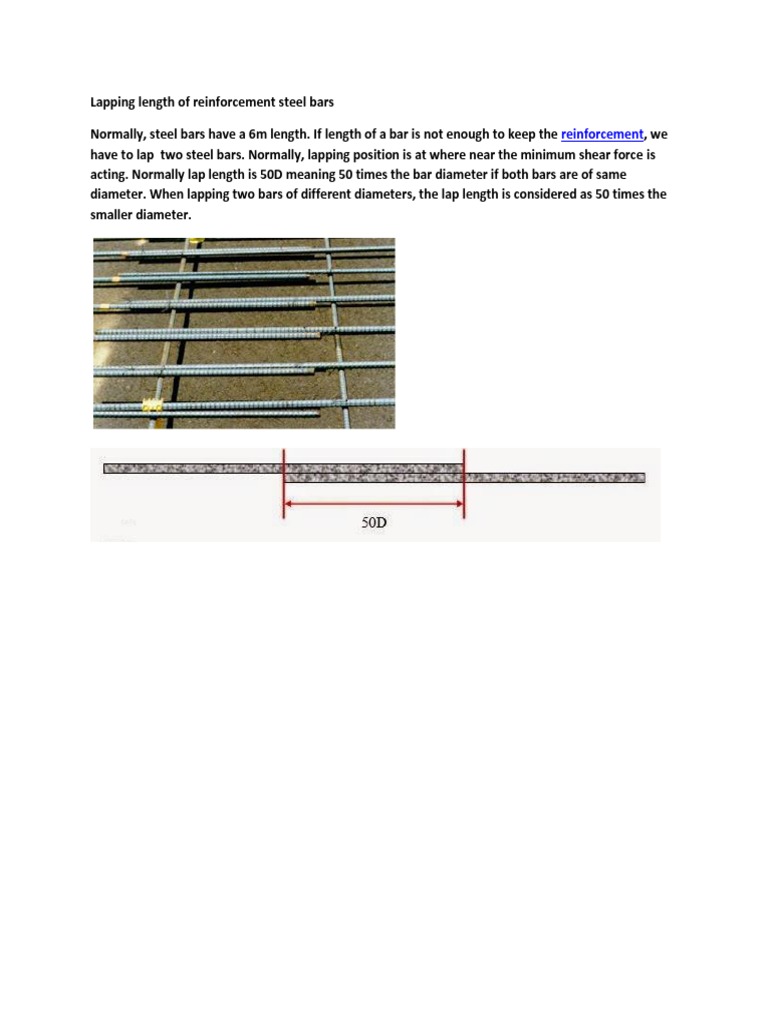 Standard Lapping Length for Steel Bars | PDF | Civil Engineering ...
