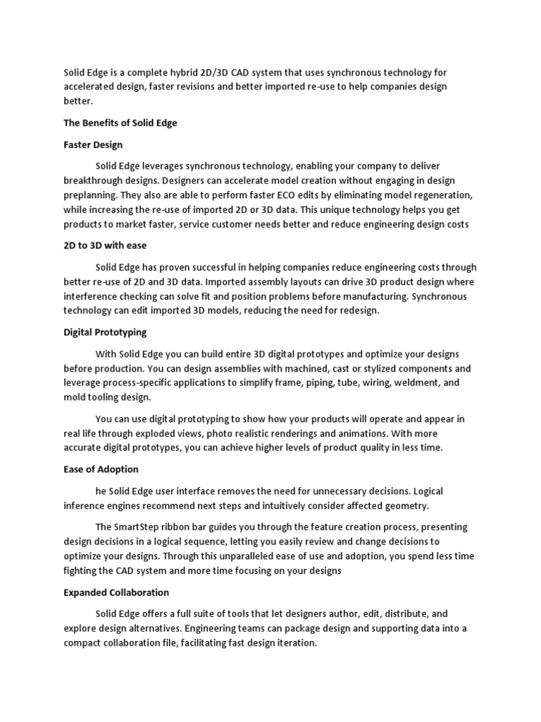 Solid Edge Basics | PDF | Prototype | 3 D Computer Graphics