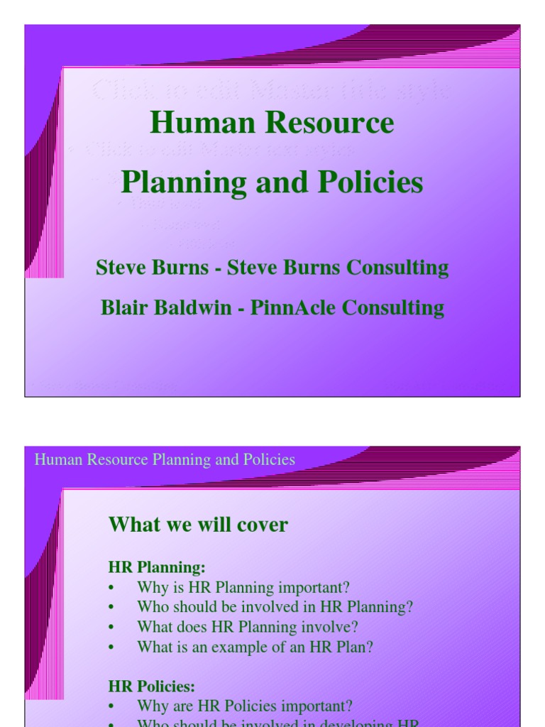 Human Resources Policy and Plan | Human Resource Management | Human ...