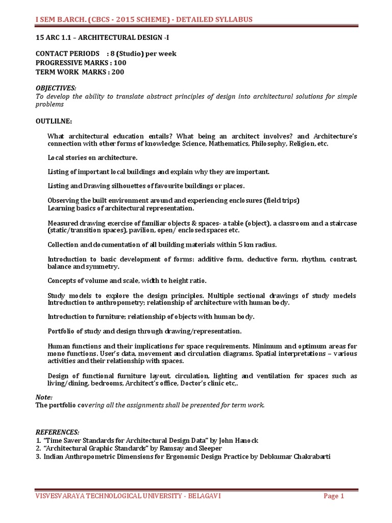 VTU B.Arch CBSC Syllabus | PDF | Bending | Beam (Structure)