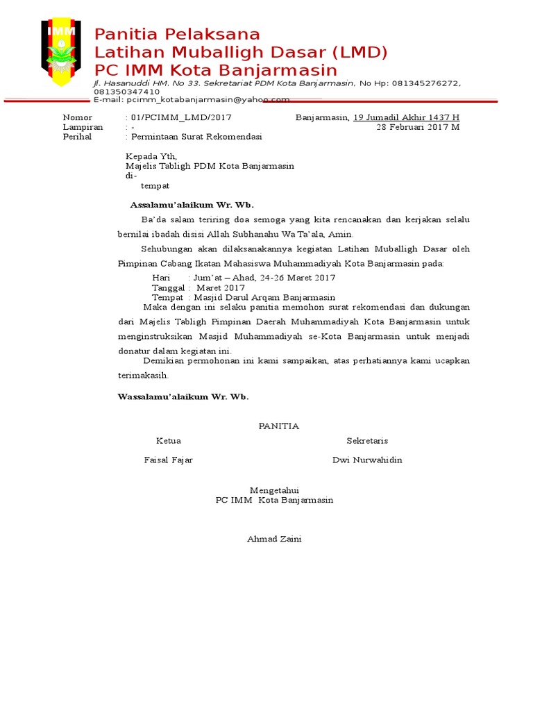 Surat Rekomendasi PDM | PDF