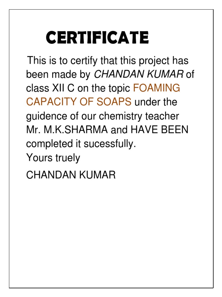 Foaming Capacity of Soaps Investigatory Projects Chemistry Class 12 ...
