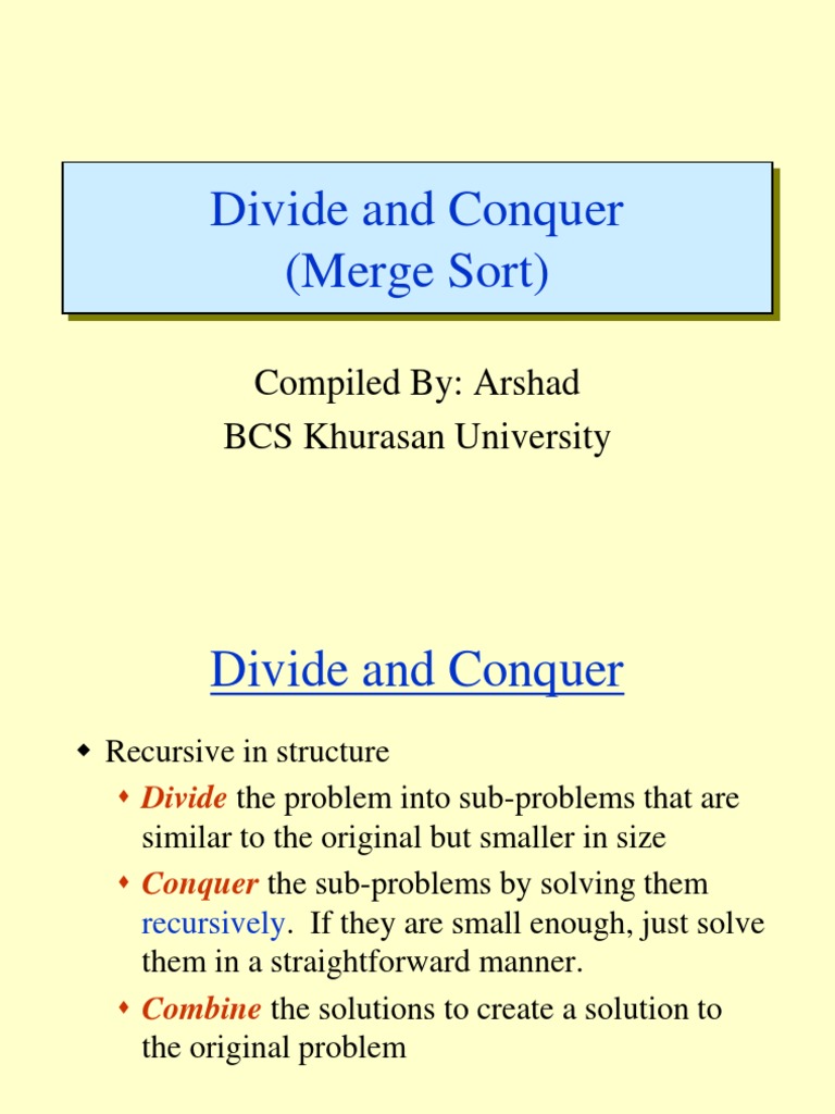 Divide and Conquer MERGE SORT | PDF | Algorithms And Data Structures | Computer Science