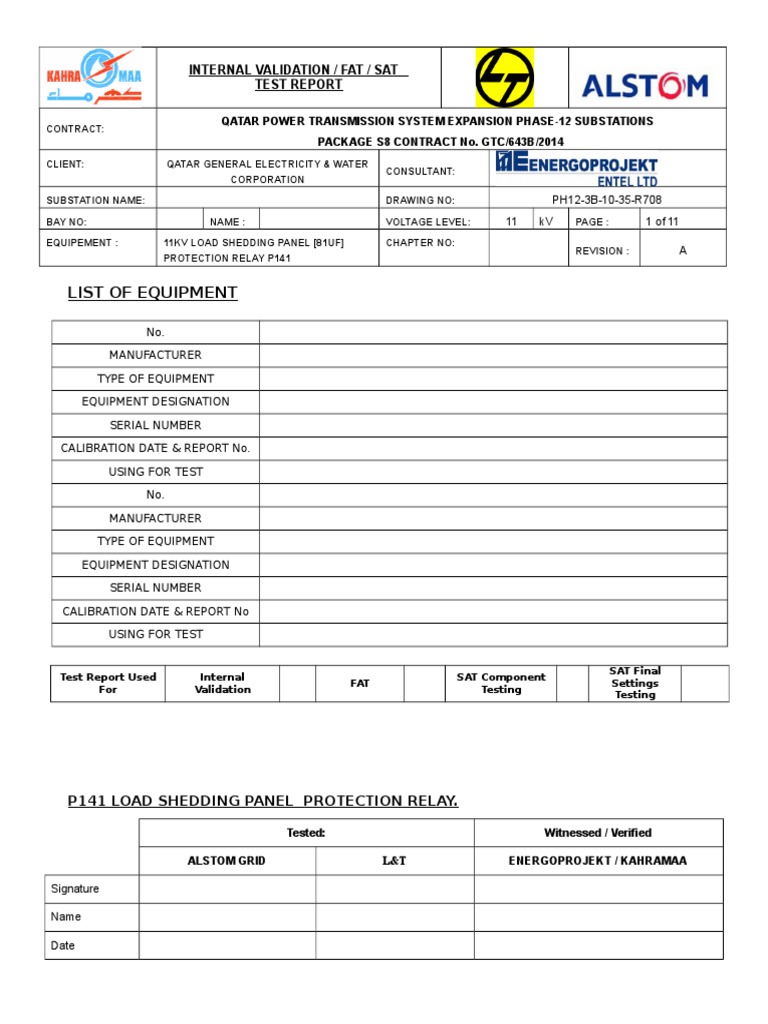 PH12-3B-10-35-R708 11kV Load Shedding Panel (81UF) Protection Relay P141 - Rev A | PDF ...