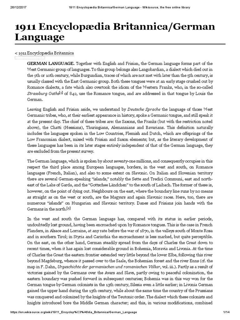 1911 Encyclopædia Britannica German Language | PDF | German Language ...