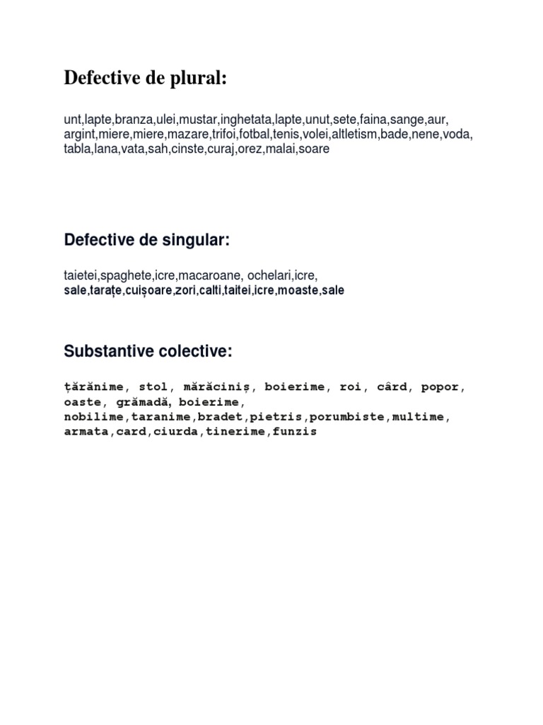 Substantive Defective de Singular Si Plural | PDF