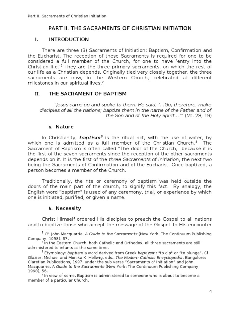 The Seven (7) Sacraments Part II. Sacraments of Christian Initiation ...