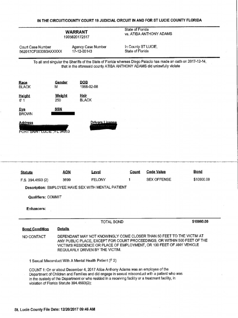 Atiba Adams Arrest | PDF