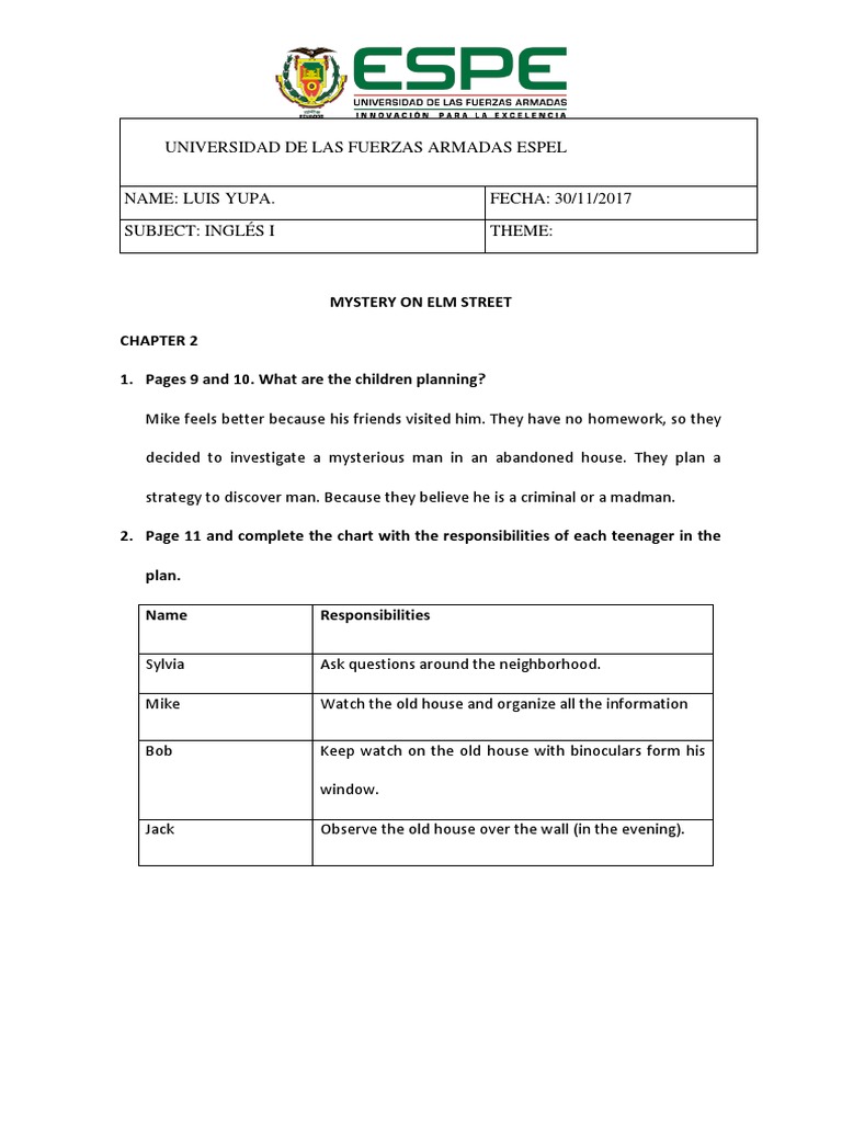 Mystery On Elm Street - Luis Yupa | PDF | Mystery, Thriller & Crime Fiction