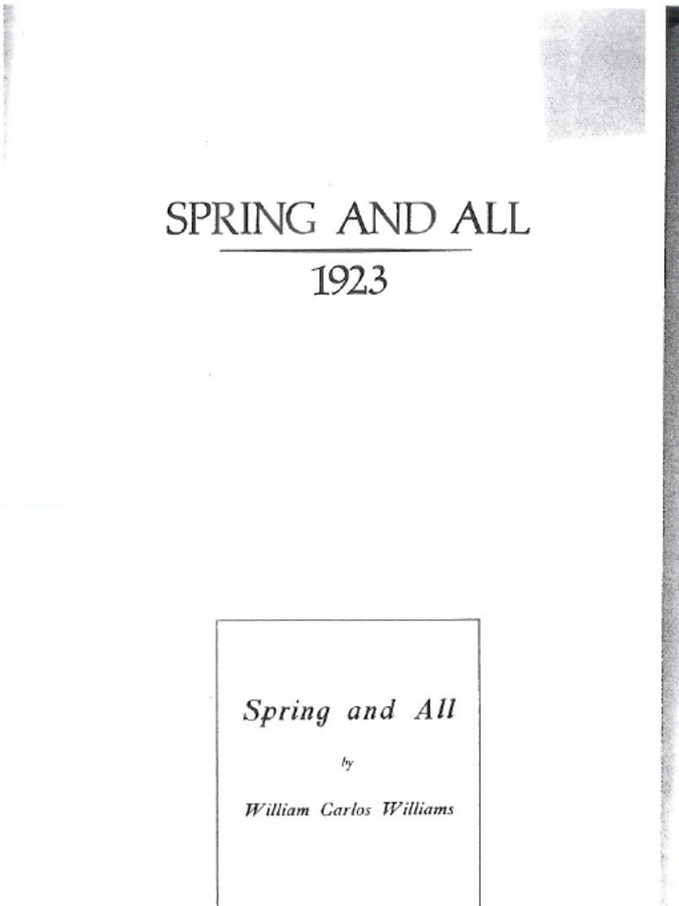 William Carlos Williams-Spring and All (1923 Facsimile) PDF | PDF