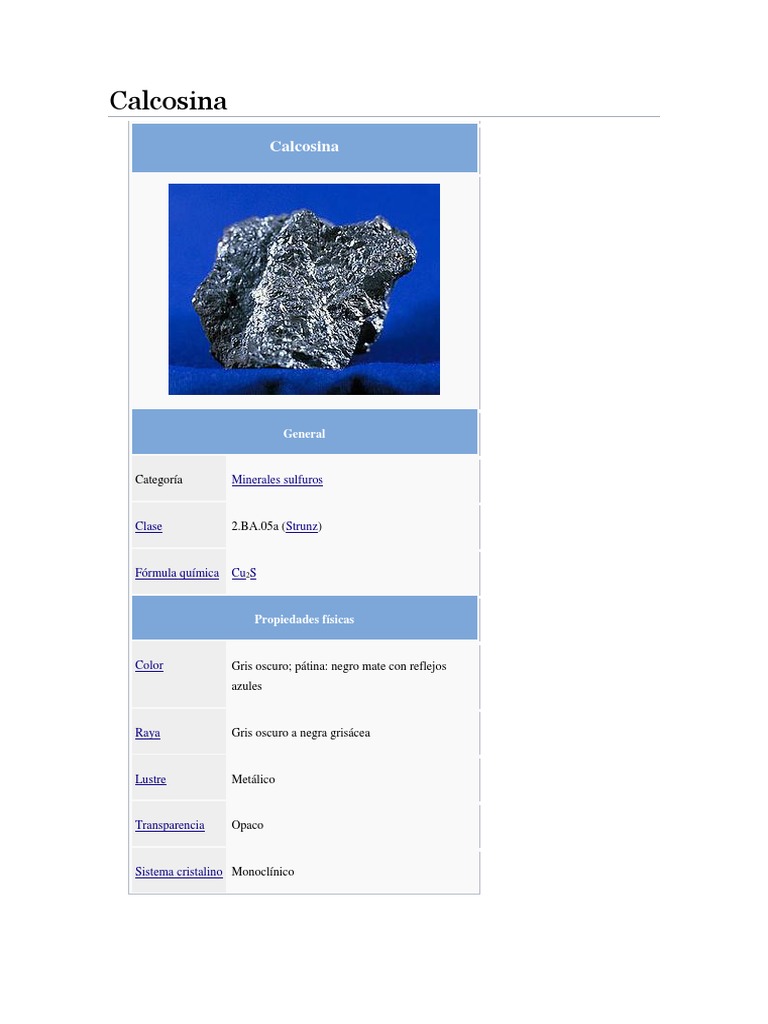 Calcosina | PDF | Minerales | Roca (geología)