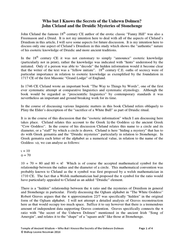 Who But I Knows The Secrets of The Unhewn Dolmen? | PDF | Druid ...