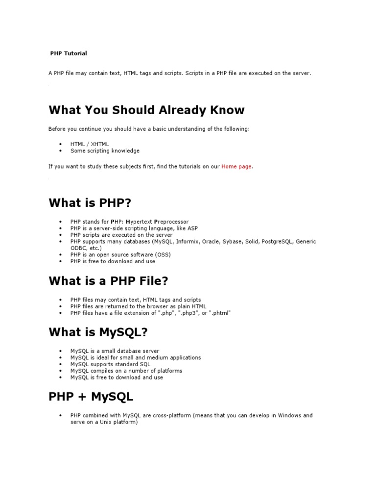 Php Tutorial Pdf Php My Sql 0702