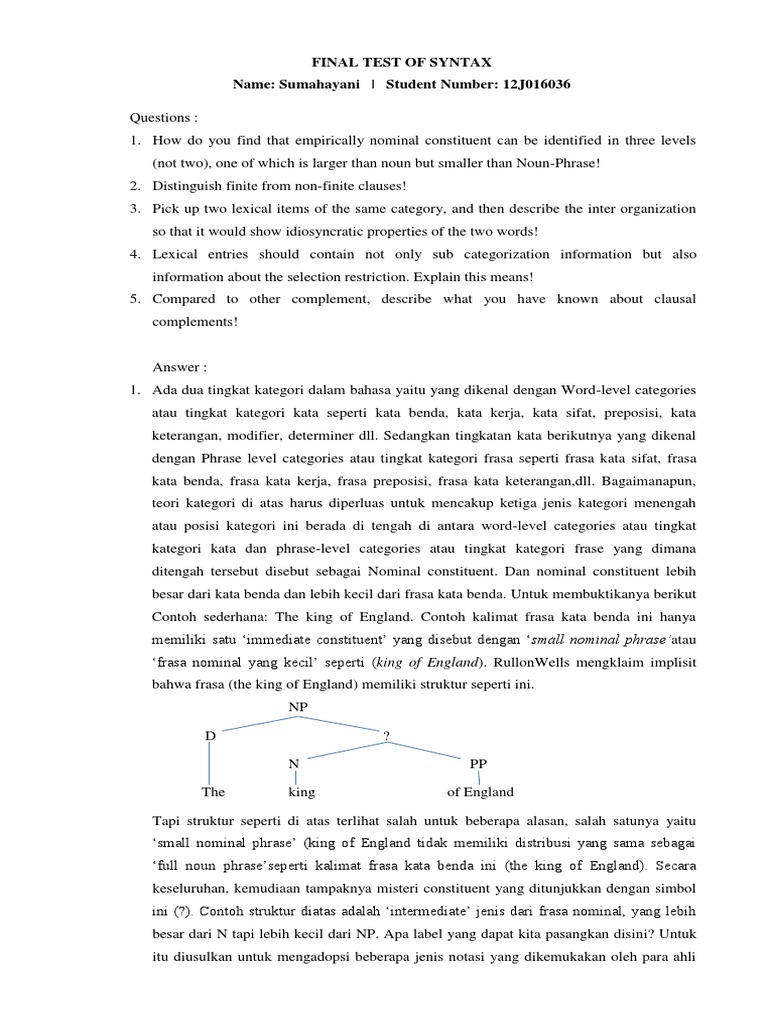 Final Test of Syntax | PDF