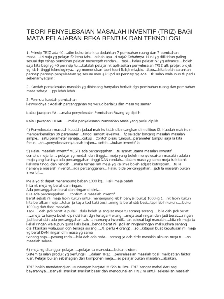 Teori Penyelesaian Masalah Inventif | PDF
