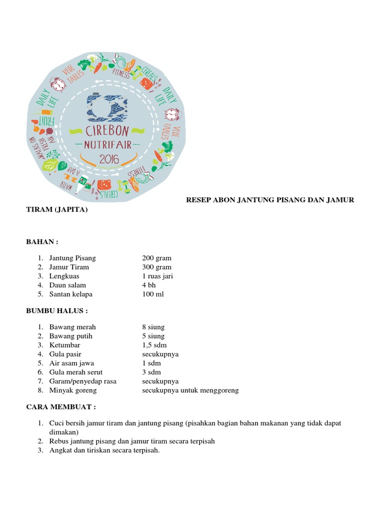 Resep Abon Jantung Pisang dan Jamur | PDF