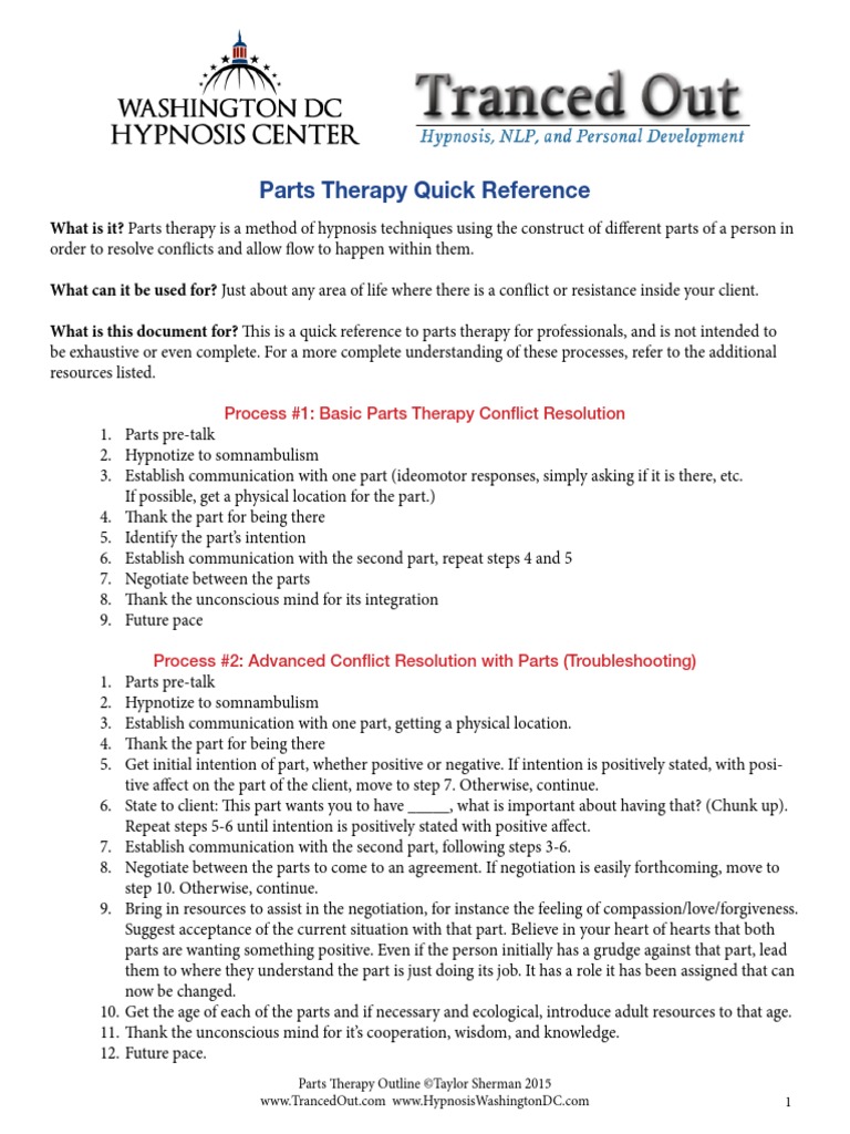 parts-therapy-quick-reference.pdf | Negotiation | Conflict Resolution