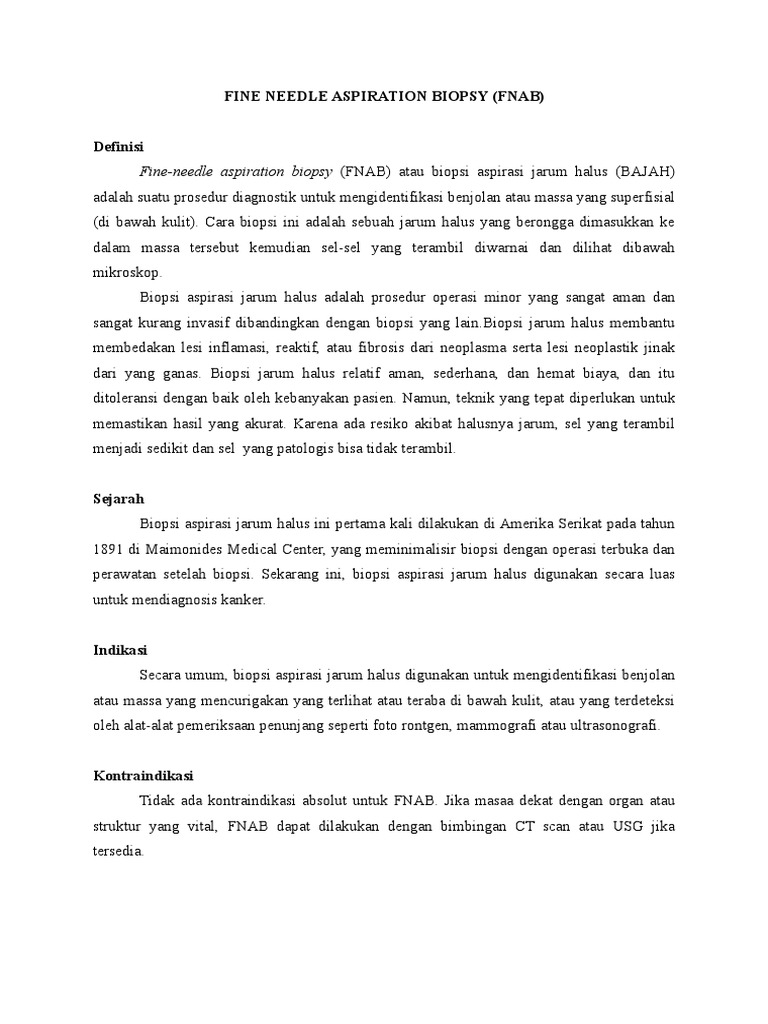 Fine Needle Aspiration Biopsy & Pemeriksaan Fisik | PDF