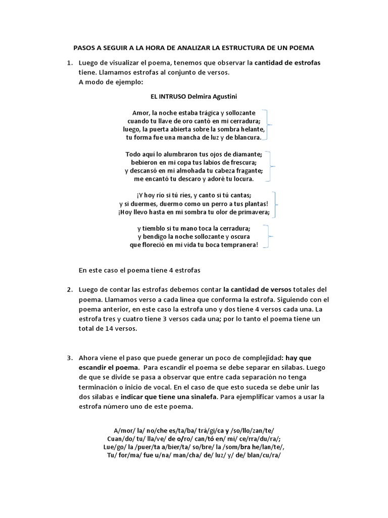 Pasos A Seguir A La Hora de Analizar La Estructura de Un Poema | PDF ...