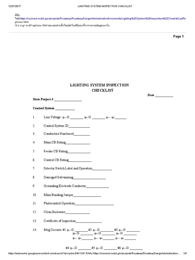 Lighting System Inspection Guide | PDF | Power Engineering | Electrical ...