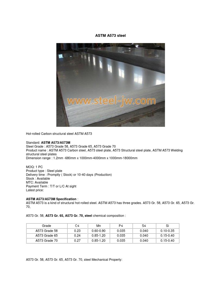 Hot-rolled ASTM A573 carbon structural steel | PDF