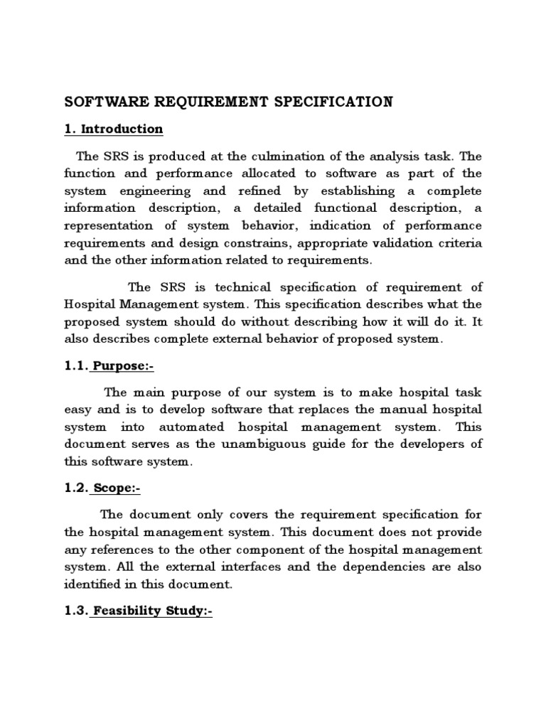 SRS for Hospital Management System | PDF | Patient | Specification ...