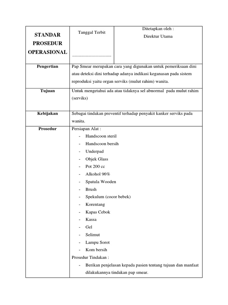 Prosedur dan Manfaat Pap Smear | PDF