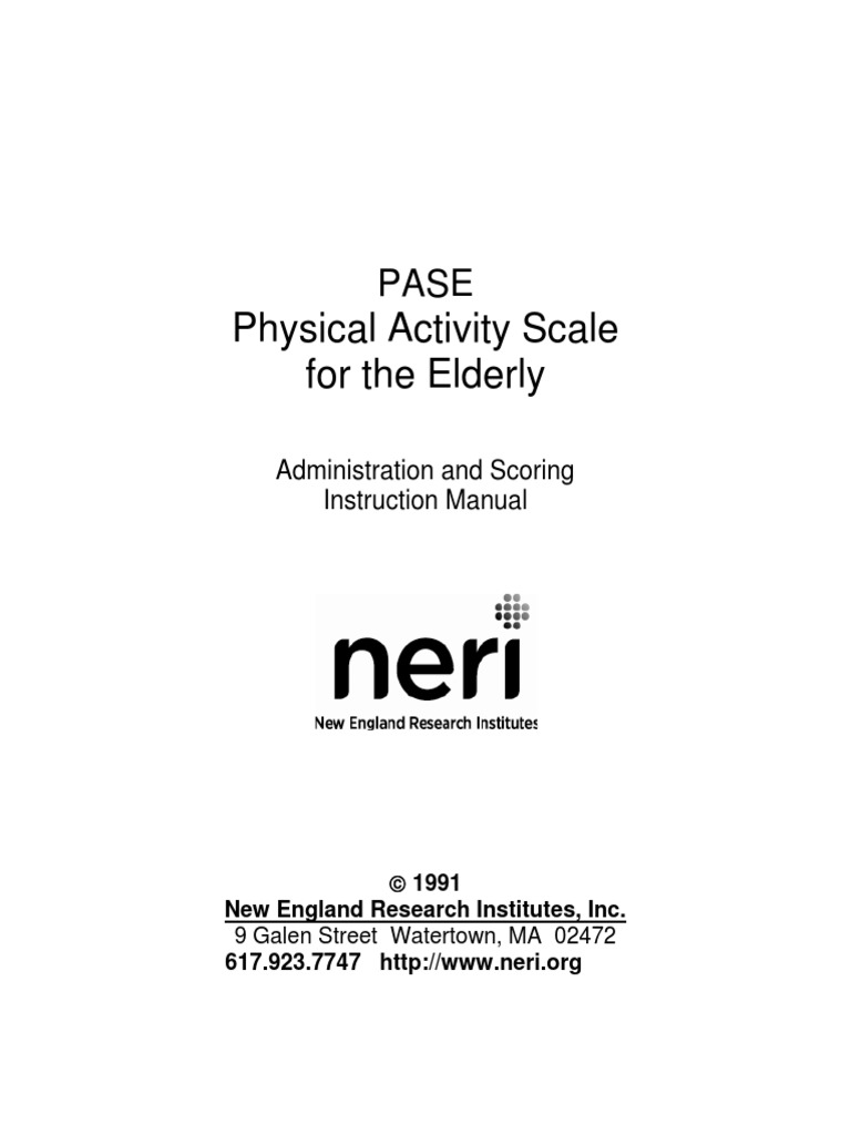 PASE Manual | PDF | Physical Exercise | Survey Methodology