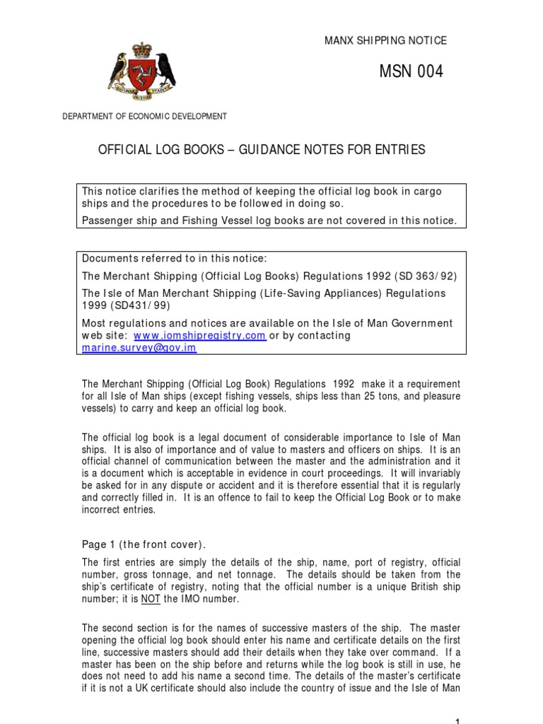 Official Log Book | PDF | Tonnage | Water Transport