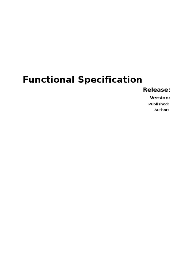 Functional Specification | PDF | Use Case | Specification (Technical ...