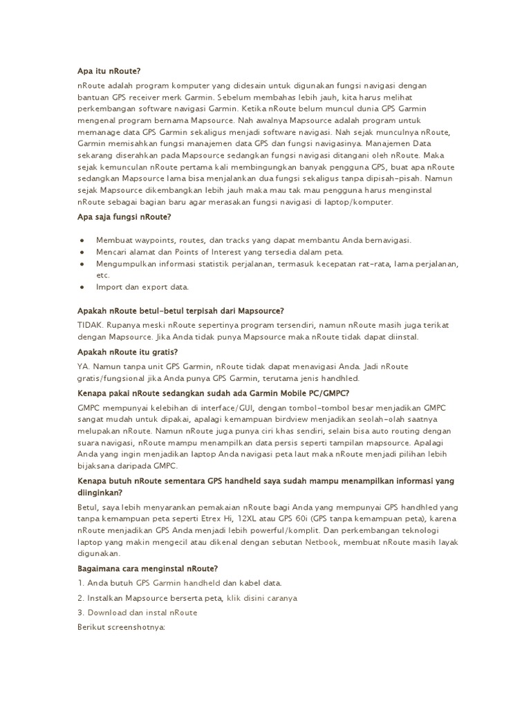 Panduan Lengkap nRoute untuk GPS Garmin | PDF | Bisnis | Komputer