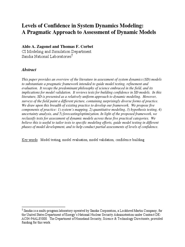 Levels of Confidence in System Dynamics Modeling | PDF | Sensitivity ...