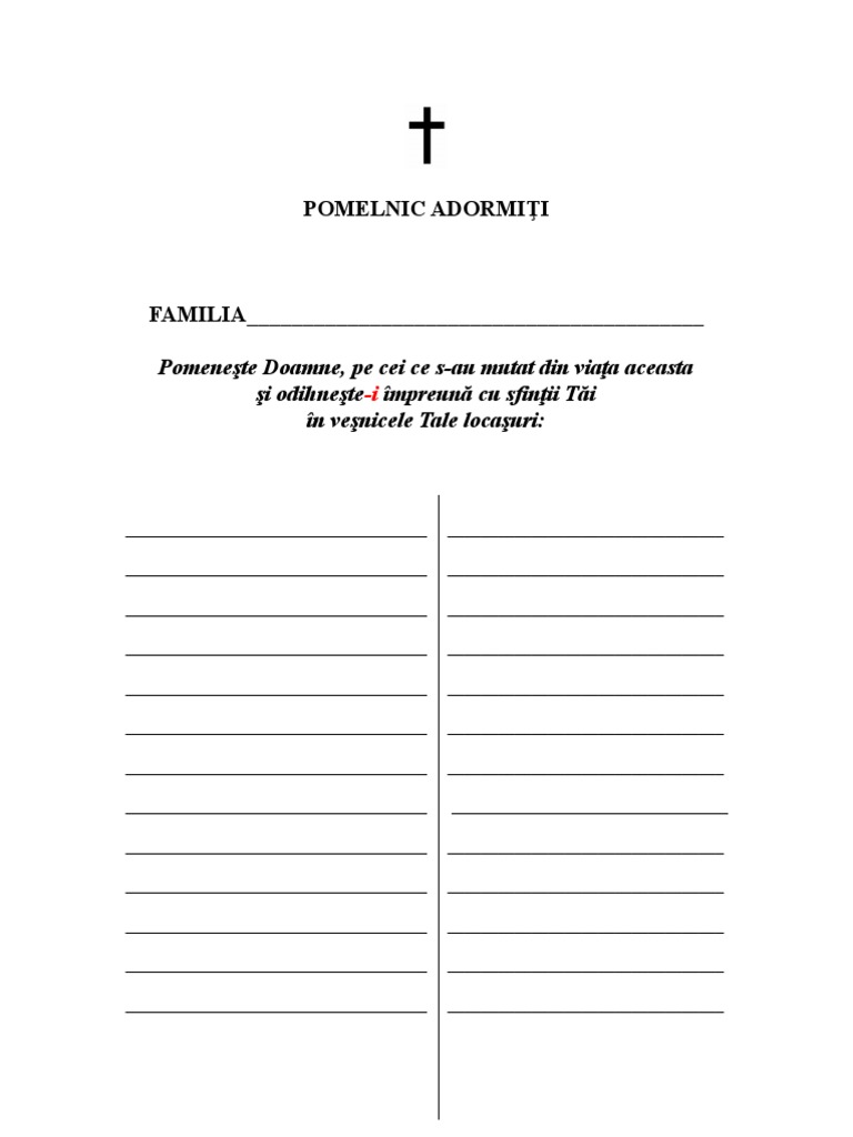 Pomelnic Adormiţi