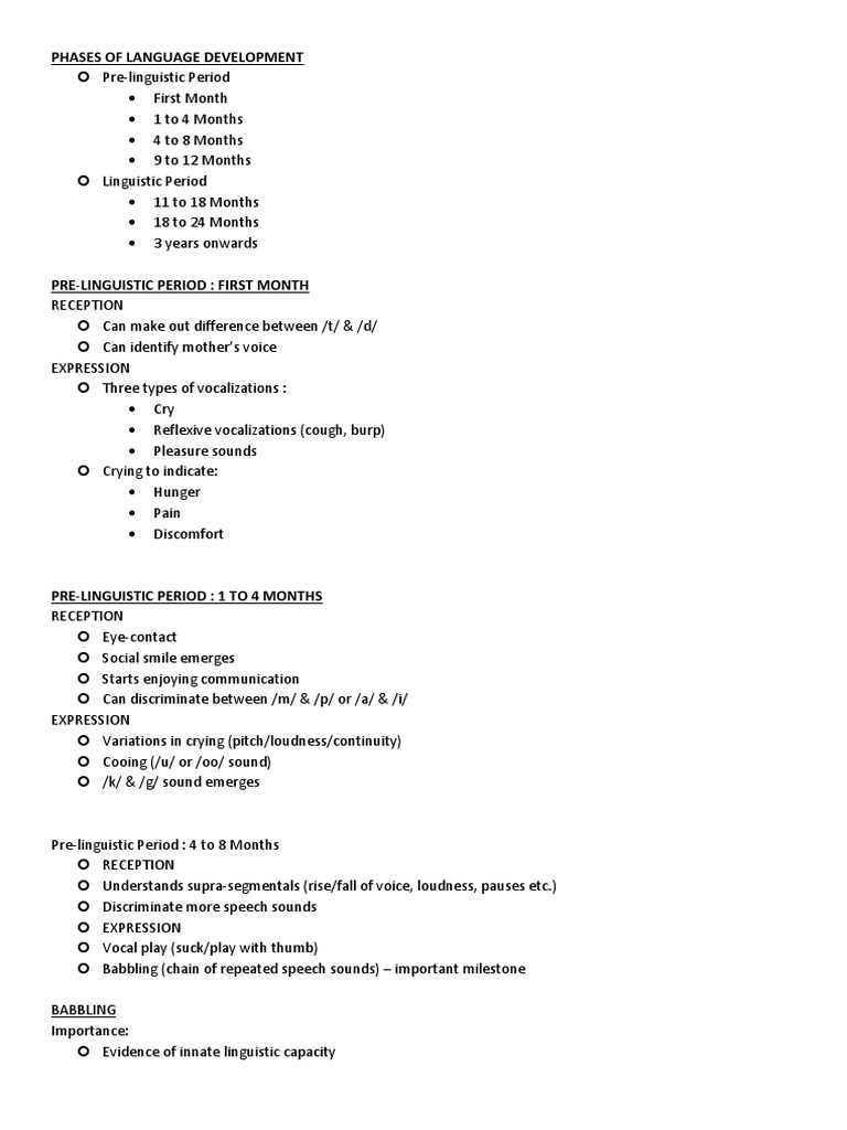 Phases of Language Development | PDF | Language Development | Speech