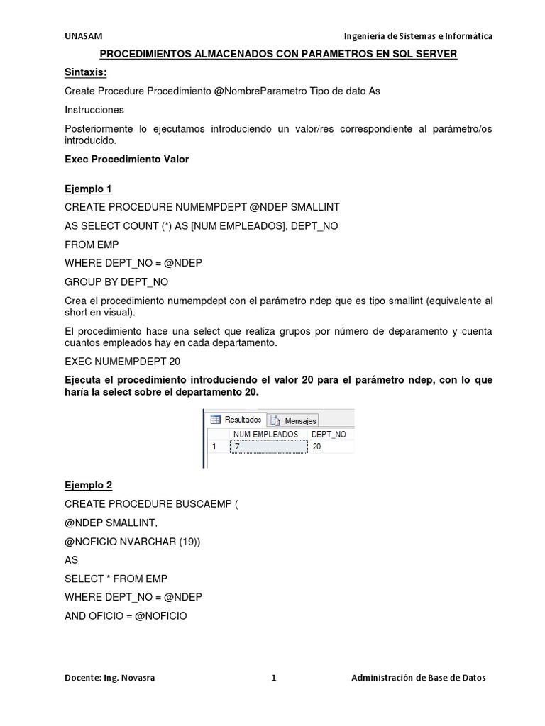 Práctica N°9 Procedimientos Almacenados 12-12-17 | PDF | Servidor SQL ...