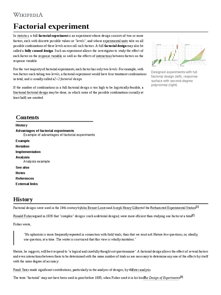 Factorial Experiment | PDF | Statistics | Design Of Experiments