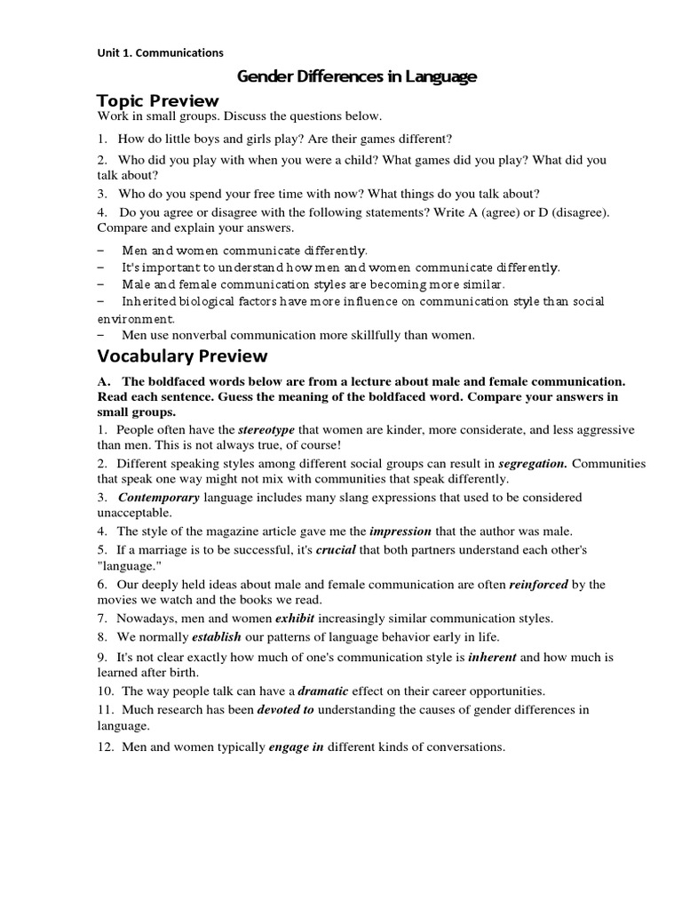Gender Differences in Language | PDF | Gender Role | Sex Differences In ...