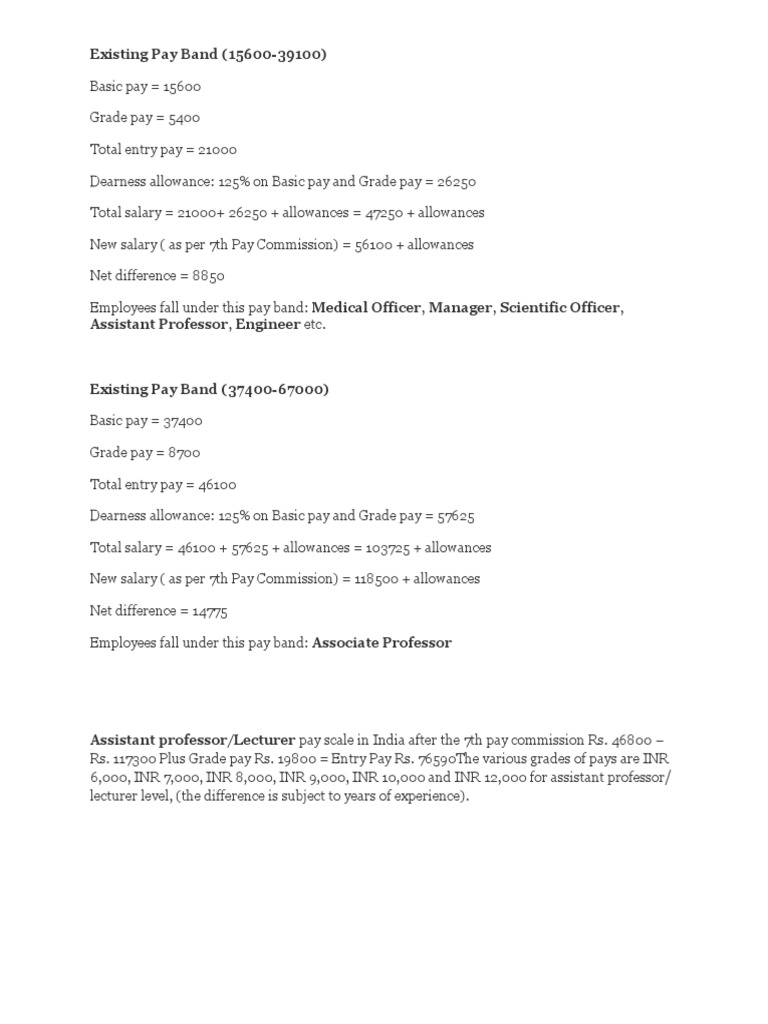 Pay Scale | PDF | Lecturer | Expense