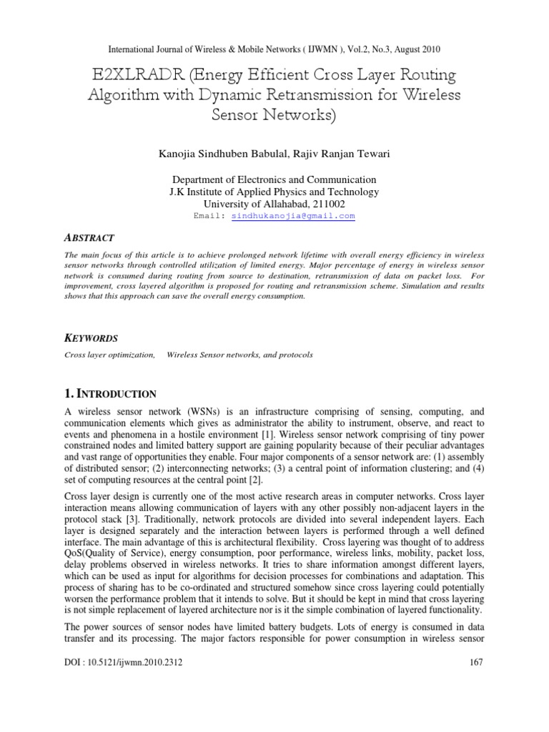 E2XLRADR (Energy Efficient Cross Layer Routing Algorithm With Dynamic Retransmission For ...