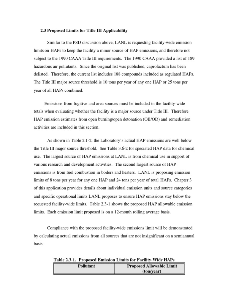2.3 Proposed Limits For Title III Applicability | PDF