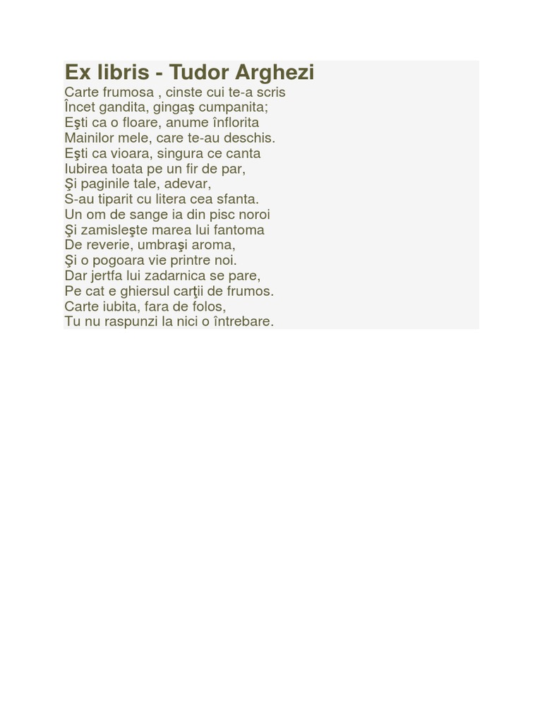 Ex Libris - Tudor Arghezi | PDF