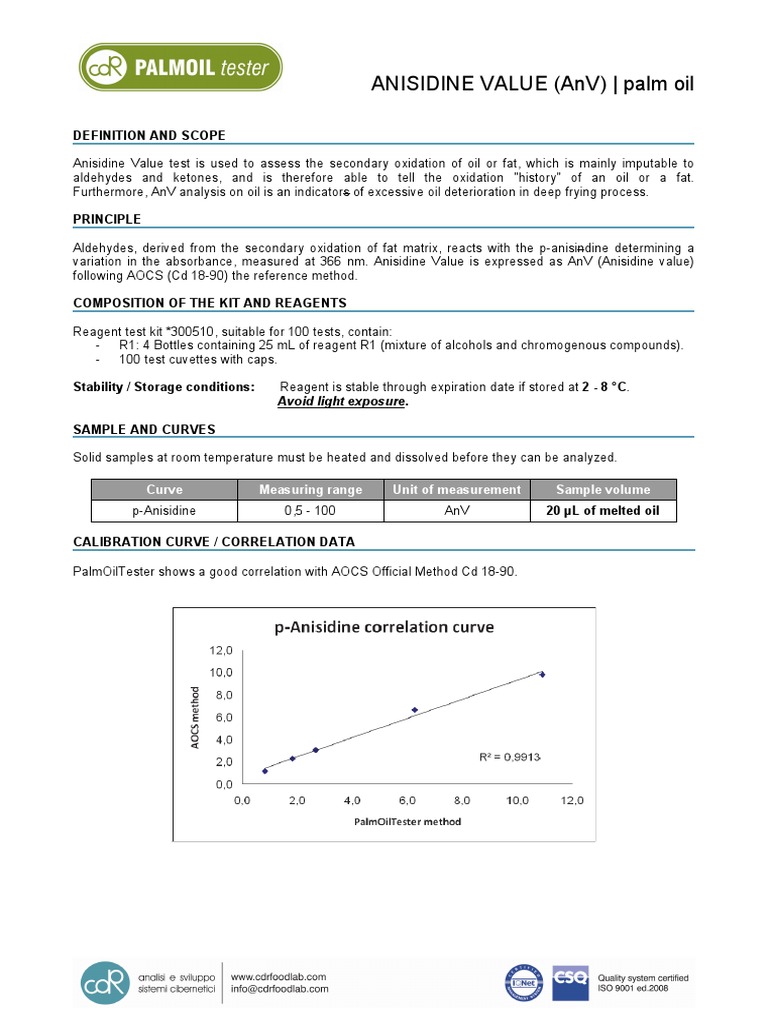 Palm Oil - Anisidine Value | Aldehyde | Chemistry