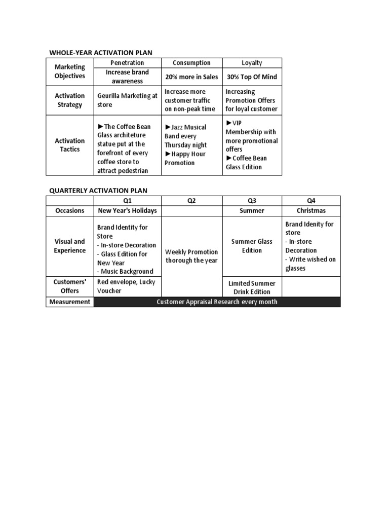 Activation Plan | PDF