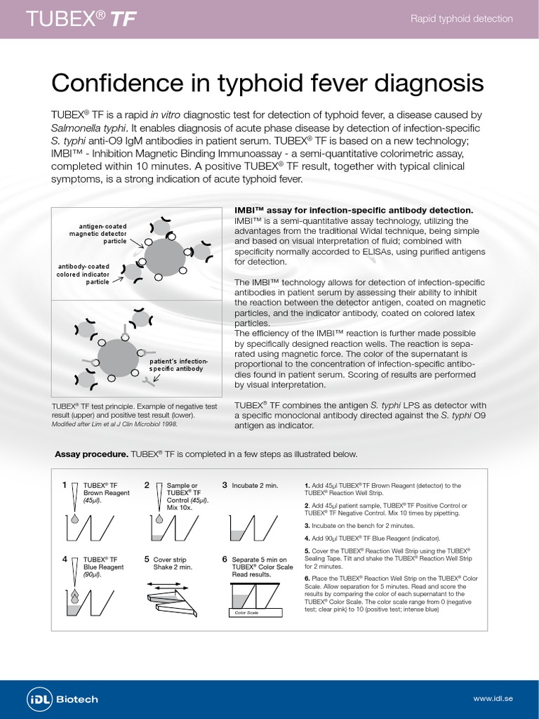 TUBEX TF Technical Leaflet | Sensitivity And Specificity | Immunoassay