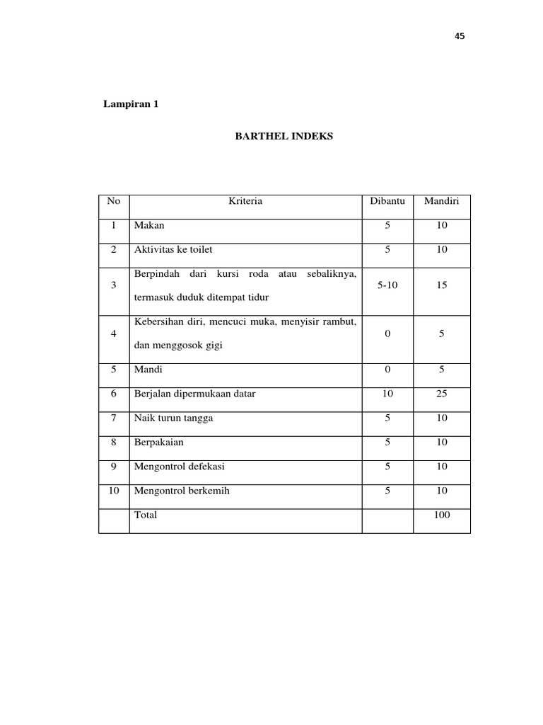 Barthel Indeks | PDF