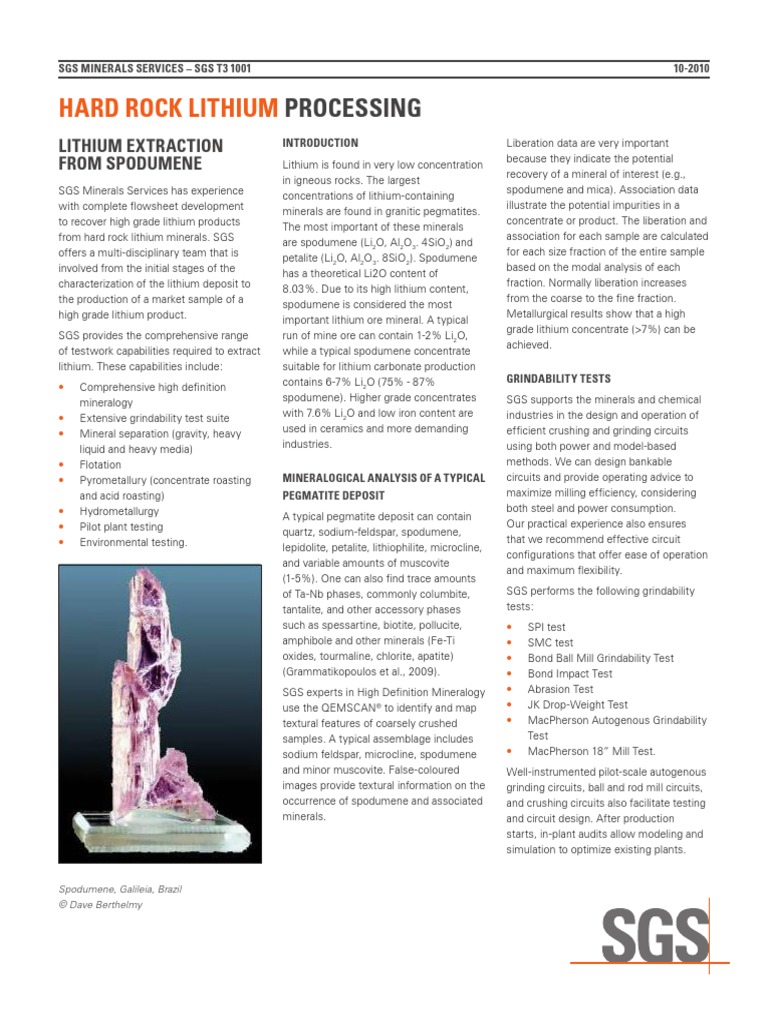 Lithium Ore Processing | PDF | Lithium | Minerals