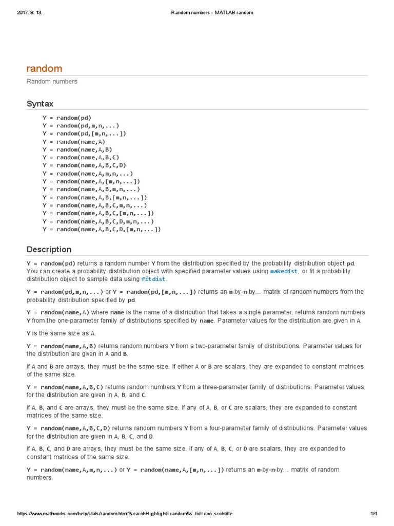 Distribution Parameters From MATLAB | PDF | Normal Distribution ...