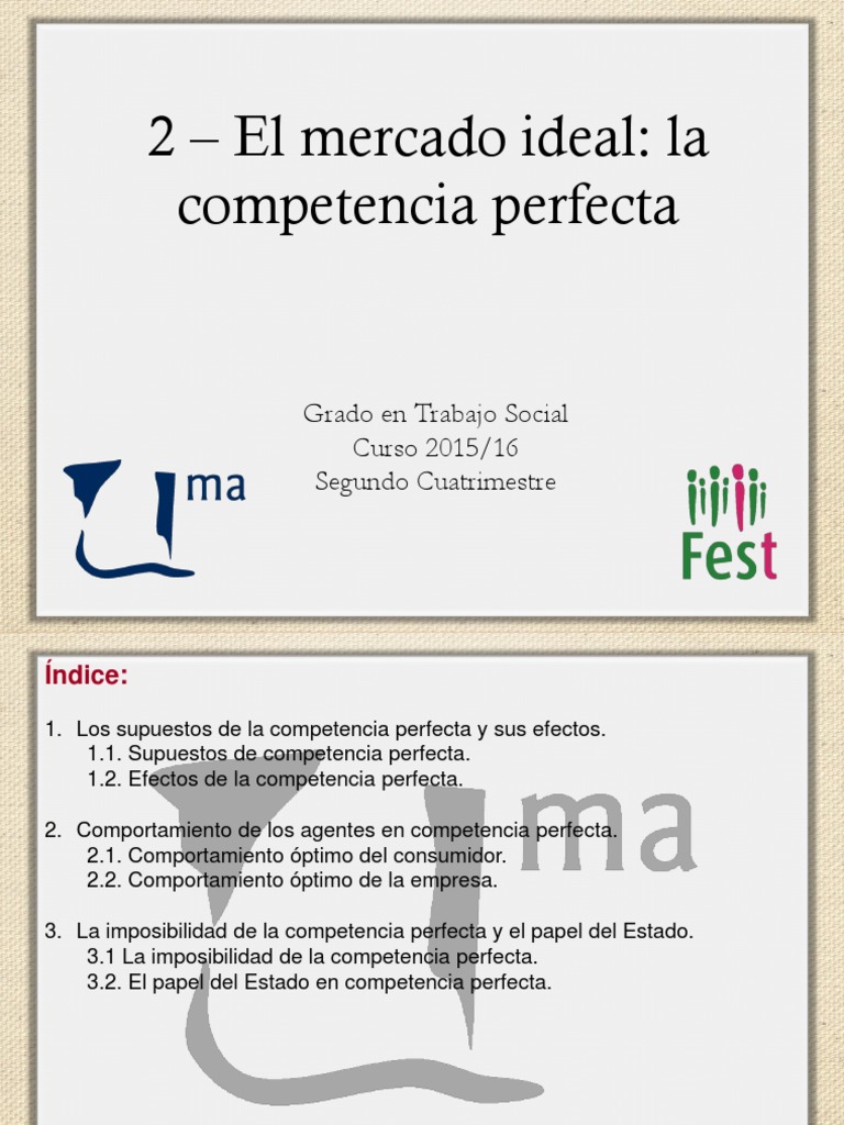 Tema 2 - El Mercado Ideal. La Competencia Perfecta | PDF | Competencia ...